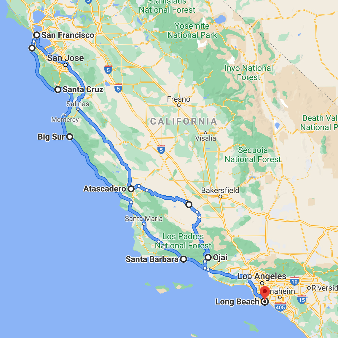 California Pacific Coast Highway Map Pacific Coast Highway Map And