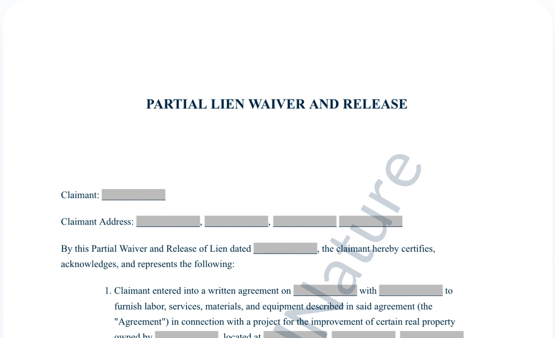 Partial Lien Waiver Template | LegalNature