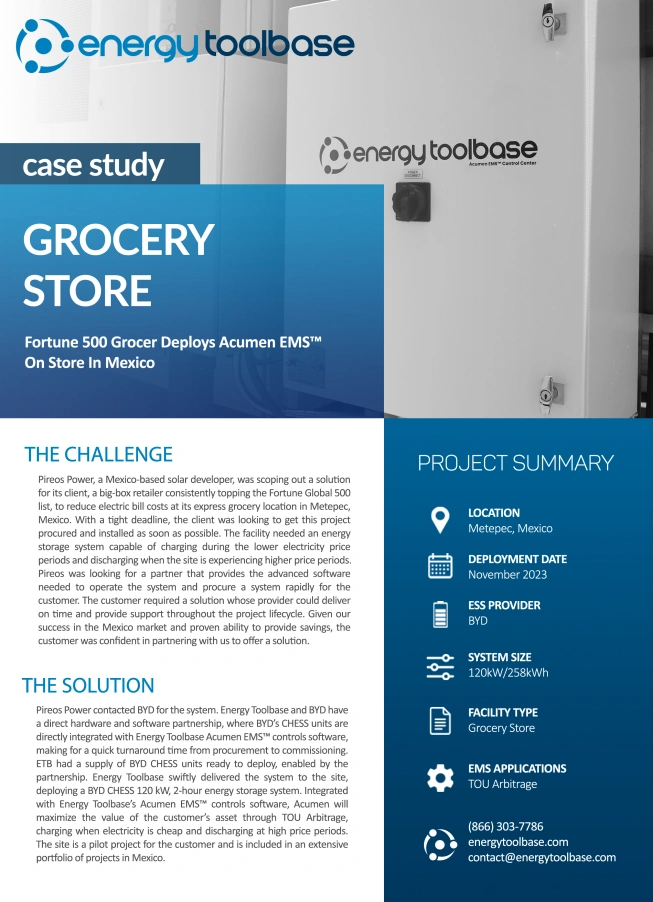 Fortune 500 grocer deploys Acumen EMS™ on store in Mexico