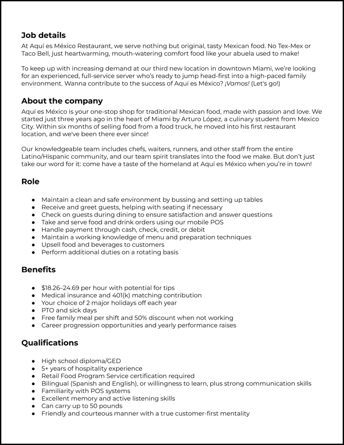 3 Server Job Description Templates & Guide for 2023