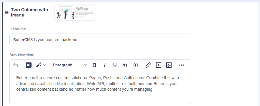 Create Two Column Sections Using Components Knowledge Base Buttercms