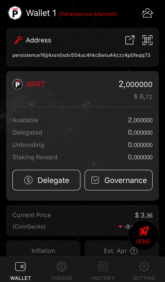 Blog | How to Delegate Persistence (XPRT) in Cosmostation Crypto Wallet