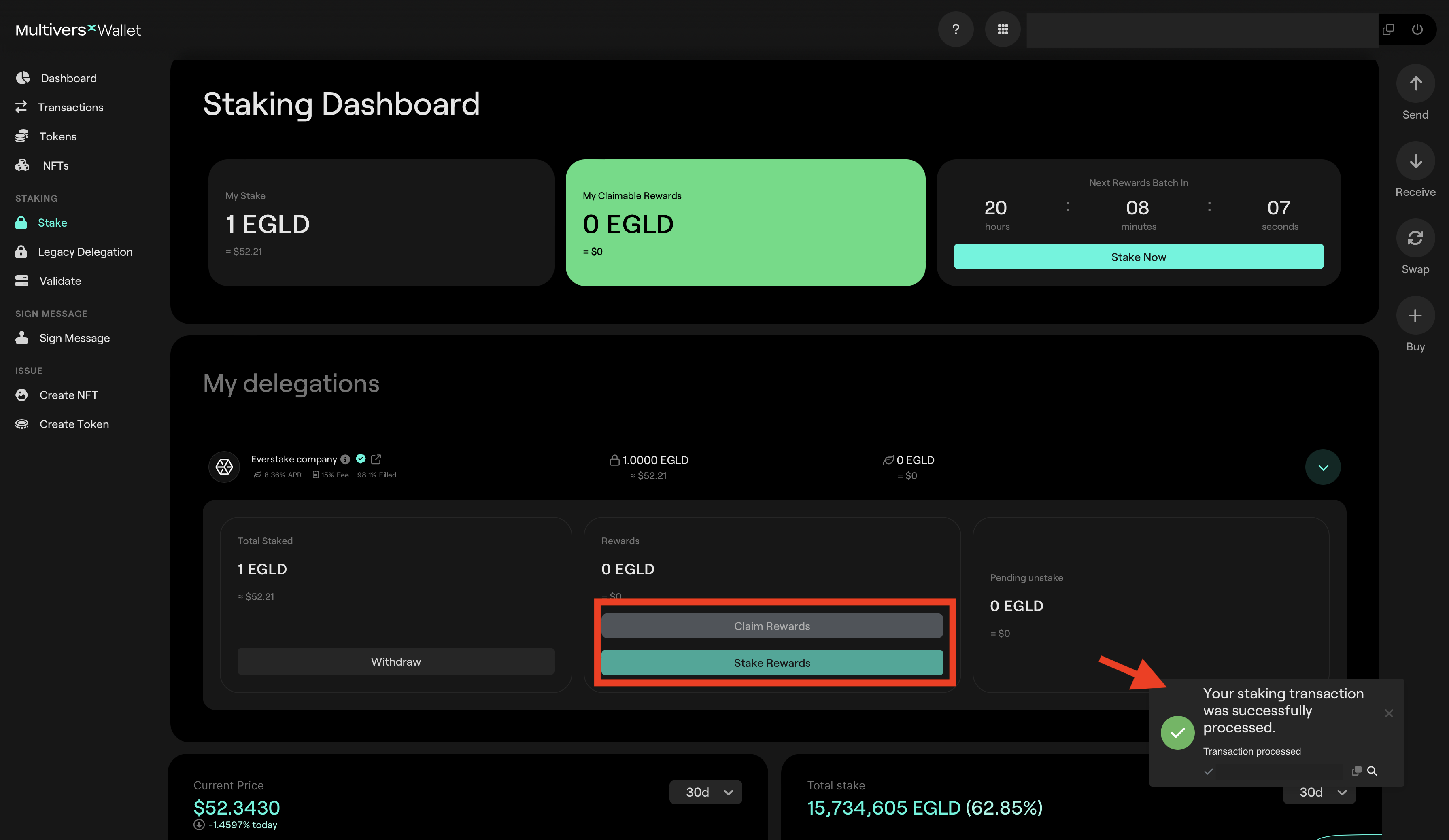 How to stake EGLD via MultiversX Web Wallet - Everstake Blog ...