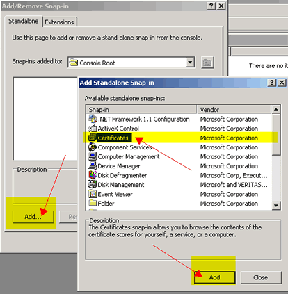 Install Microsof MMC Certificates Snap-in