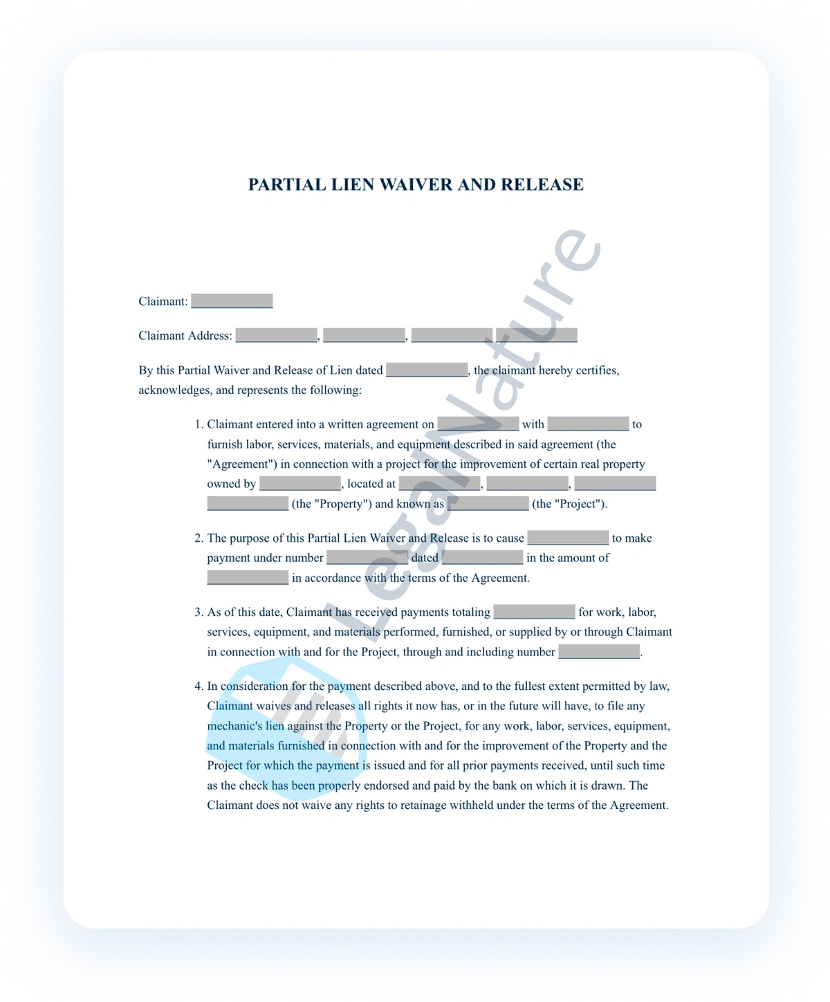 Partial Lien Waiver Template | LegalNature