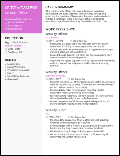 5 Security Officer Resume Examples for 2022