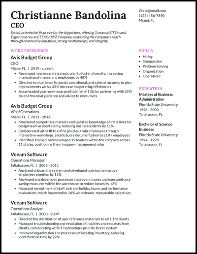 5 CEO Resume Examples & Guide Created for 2023