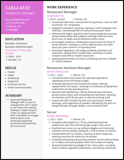 5 Restaurant Manager Resume Examples for 2022