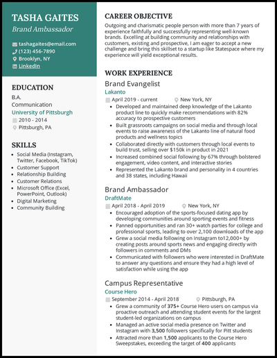 5 Brand Ambassador Resume Samples for 2022