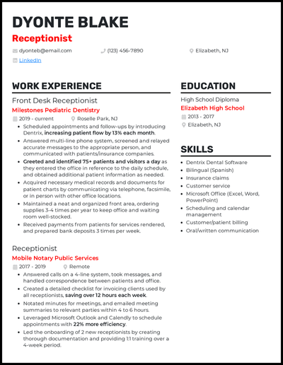 5 Receptionist Resume Examples for 2022