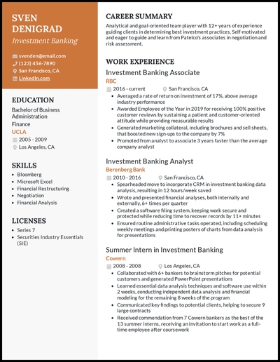 5 Investment Banking Resume Examples & Guide for 2022