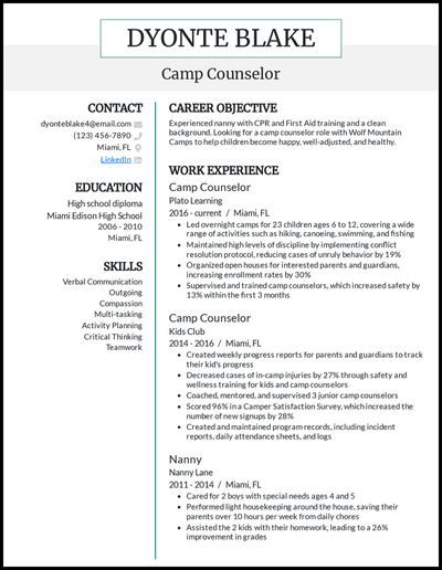 5 Camp Counselor Resume Examples for 2022