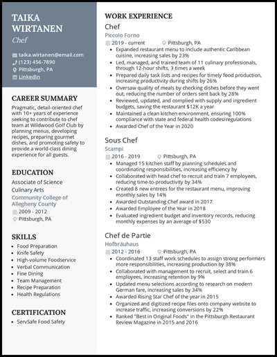 5 Chef Resume Examples to Get You Hired in 2022