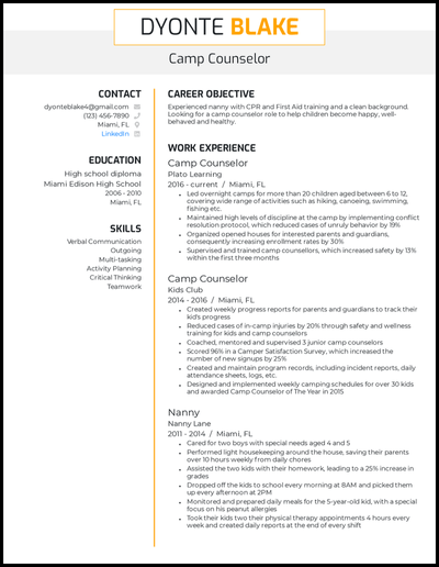 5 Camp Counselor Resume Examples For 2022