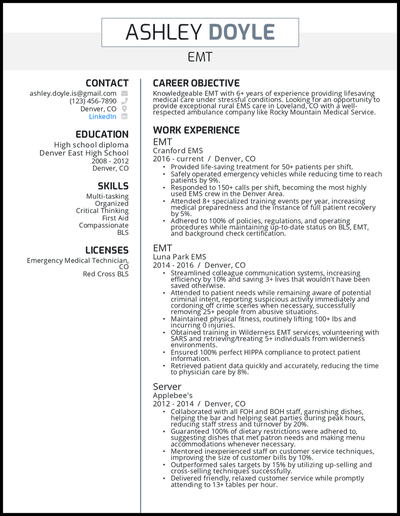 5 EMT Resume Examples That Landed Jobs In 2022