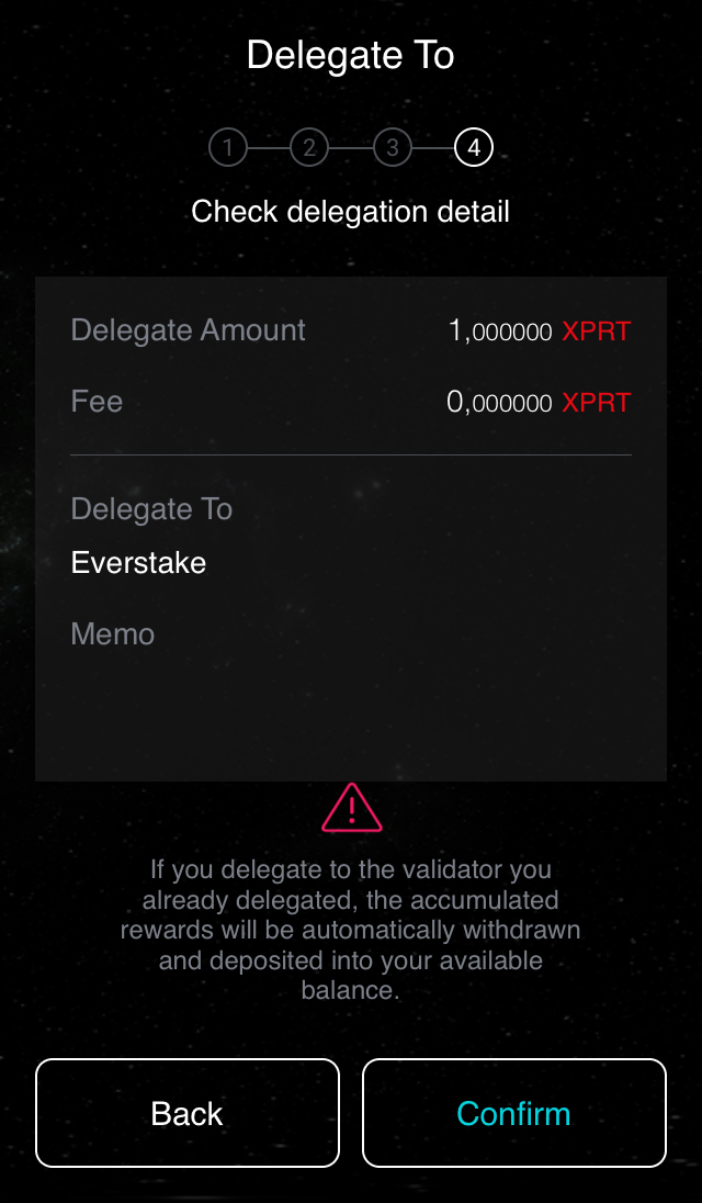 How to Delegate Persistence (XPRT) in Cosmostation Crypto Wallet